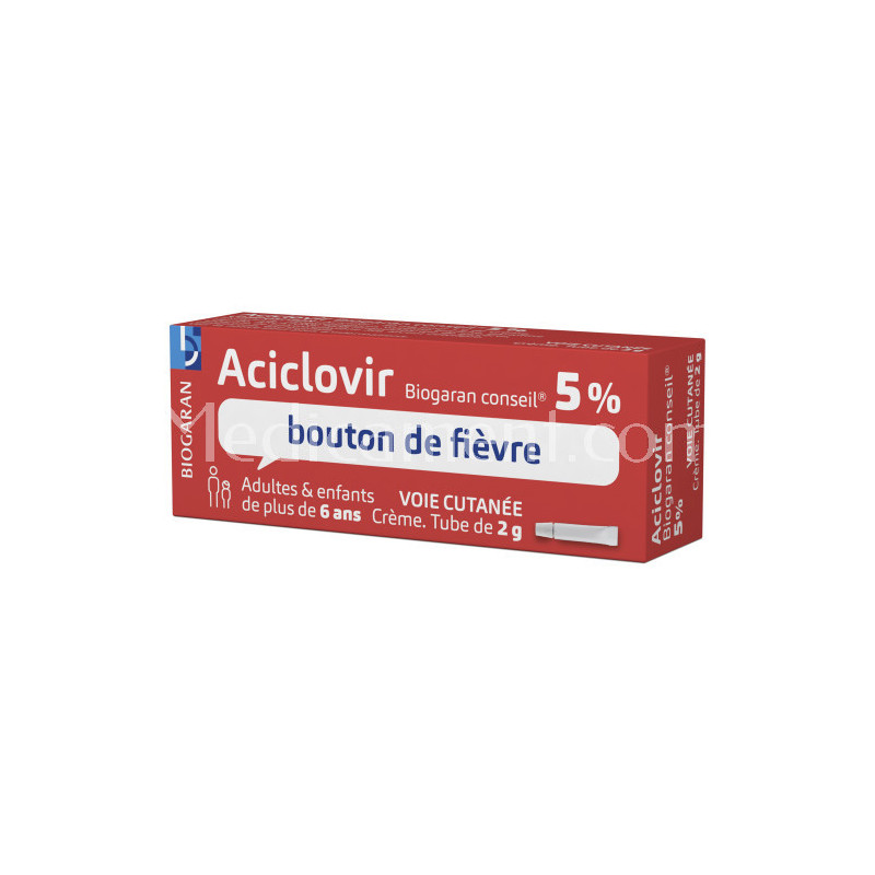 Aciclovir 5% crème tube de 2 g Biogaran conseil, herpés labial