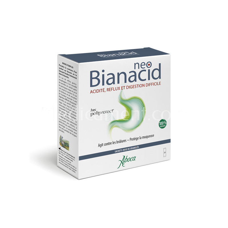 Neo Bianacid sachet-dose agit contre les brûlures d'estomac