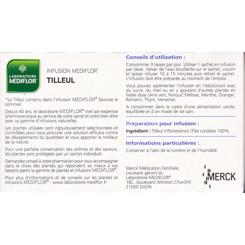 Médiflor Tilleul tisane en sachets-dose pour faciliter le sommeil