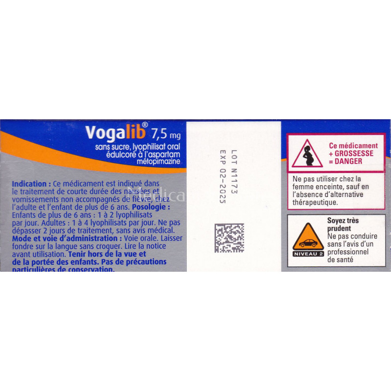 Vogalib comprimés orodispersibles, médicament contre les naussées