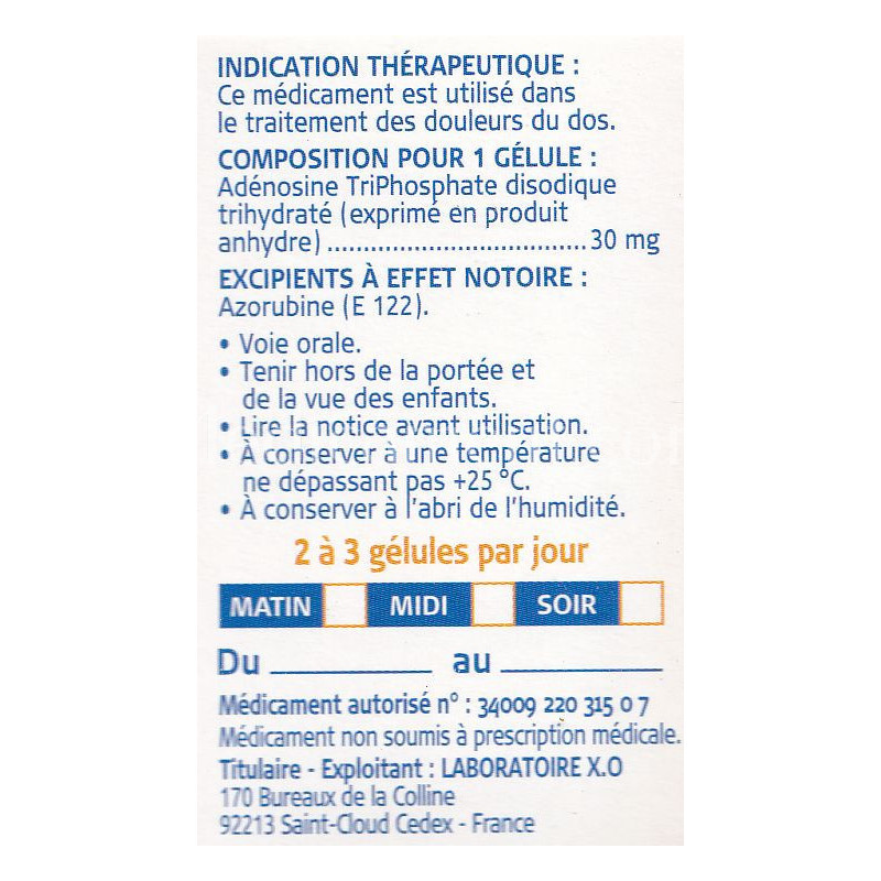 Atépadène 30 mg, médicament myorelaxant boite de 30 gélules