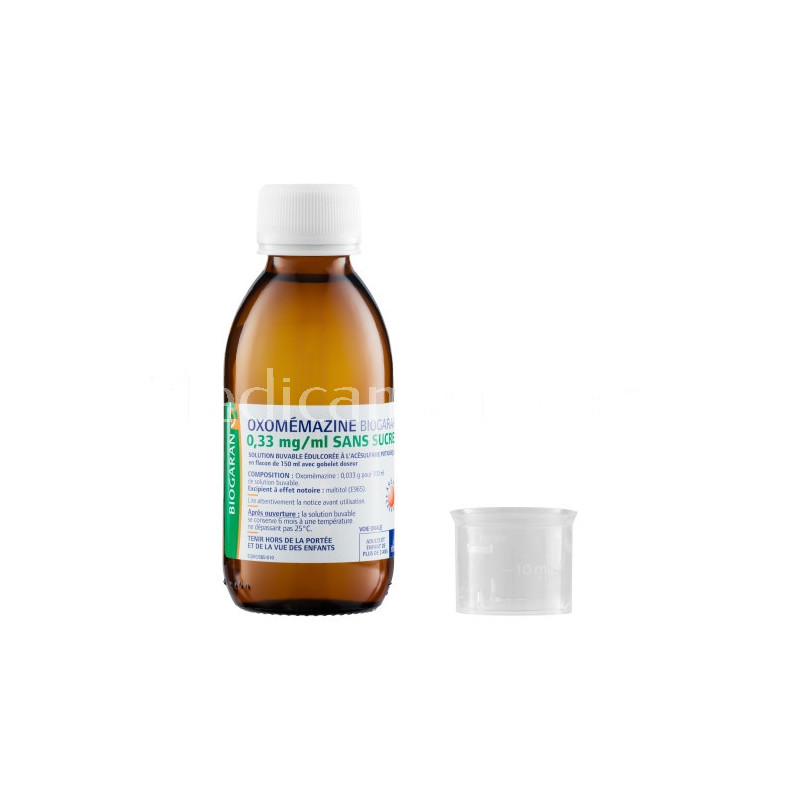 Oxomémazine Sirop Sans sucre 150 ml Biogaran toux sèche irritative et ...