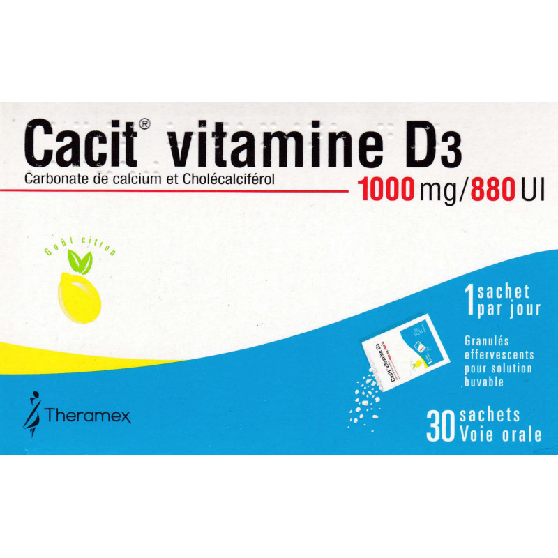 Cacit Vitamine D3 1000 mg/880 UI Granulés effervescents