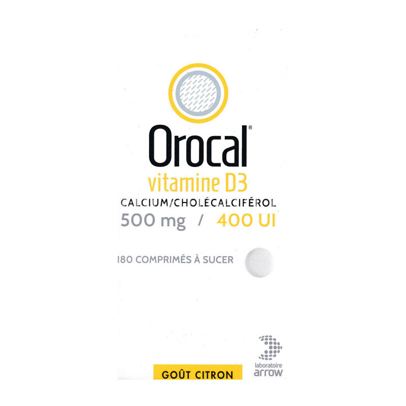 Orocal Vitamine D3 500 mg/400 UI Comprimés à sucer