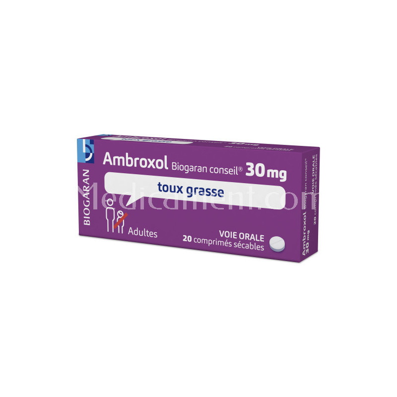 Ambroxol 30mg Comprimé sécable Biogaran Conseil toux grasse, expectorant
