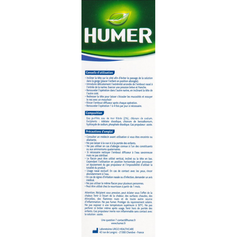 Humer Hygiène du Nez Solution saline