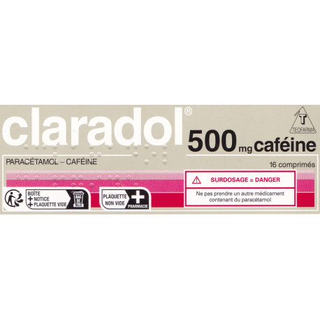 Claradol 500 mg Caféine Paracétamol/caféine Comprimés Migraine et douleurs