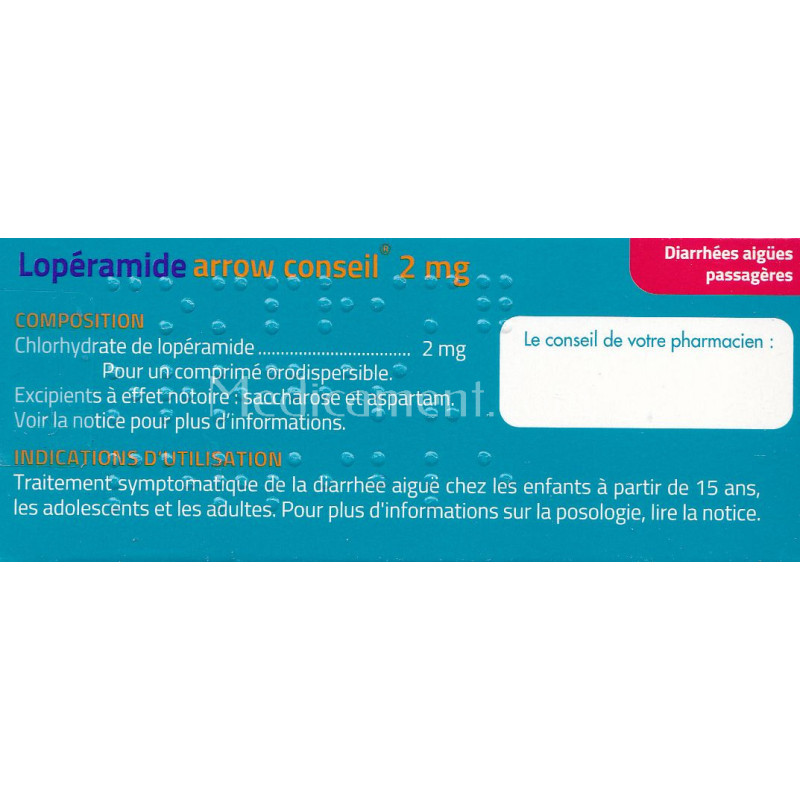 Lopéramide 2mg Comprimés orodispersibles Arrow Conseil diarrhée aiguë ...