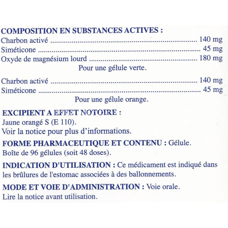 Carbosymag Gélules 48 doses Brûlures d'estomac et ballonnements