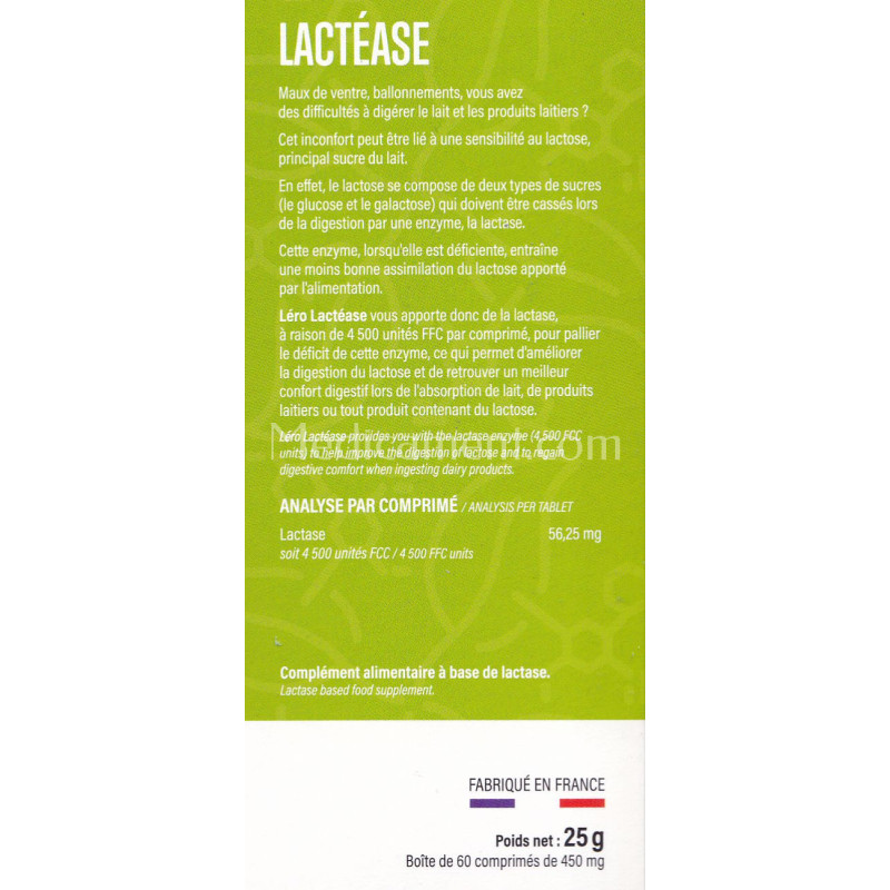 Lactéase Digestion du lactose Comprimés à croquer Lero