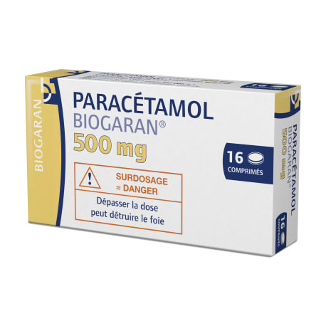 Paracétamol 500 mg boîte de 16 comprimés secs Biogaran