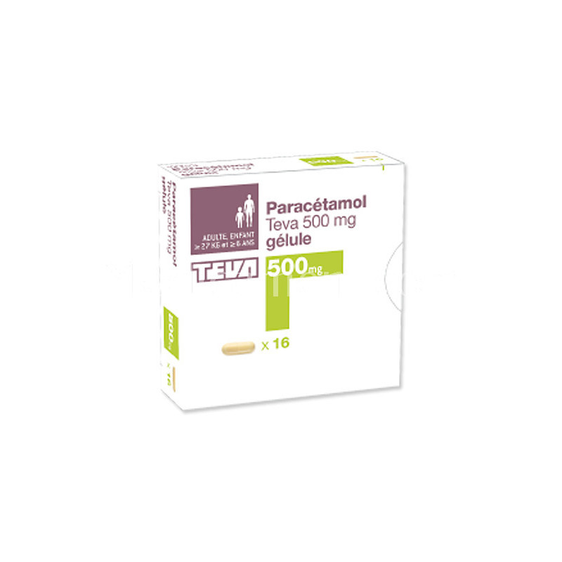 Paracétamol 500 mg 16 Gélules Teva Douleur et fièvre