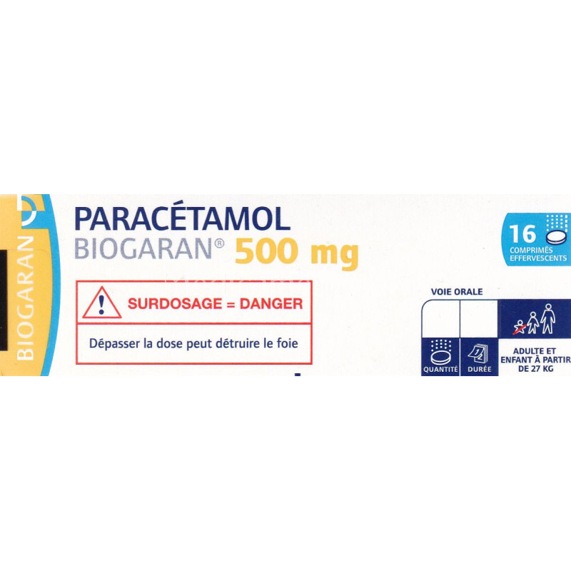 Paracétamol 500 mg 16 Comprimés effervescents Biogaran