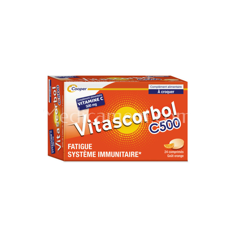 Vitascorbol 500 mg 24 comprimés à croquer sans sucre