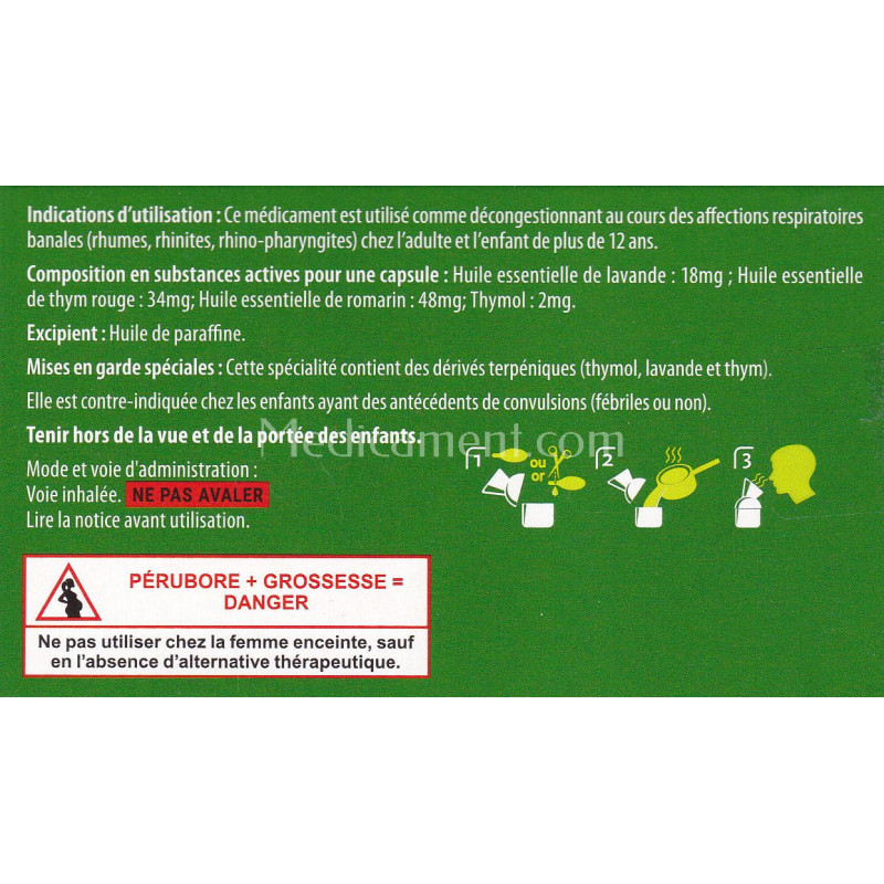 Pérubore 15 Capsules pour inhalation par vapeur