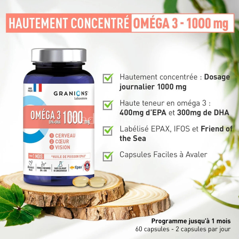 Oméga 3 EPA DHA 1000 mg Granions