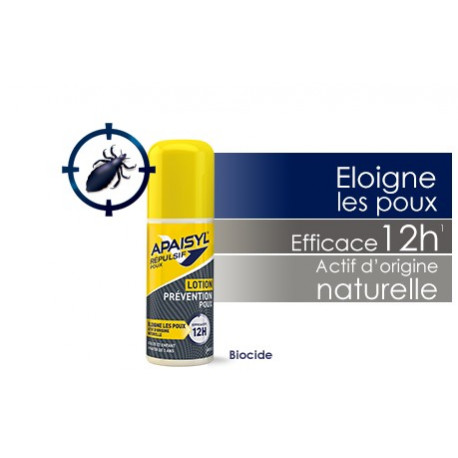 Répulsif poux spray 90 ml Apaisyl, éloigne et protége pendant 12h