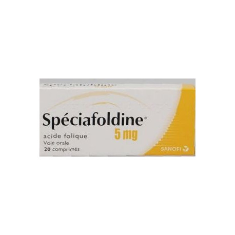 Spéciafoldine 5 mg (Acide Folique), boîte de 20 comprimés