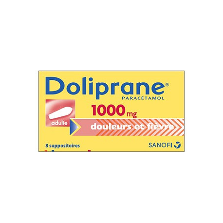 Doliprane 1000mg suppositoires pour adultes, douleurs et fièvre