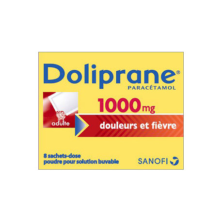 Doliprane 1000mg boîte de 8 sachets-dose pour solution buvable