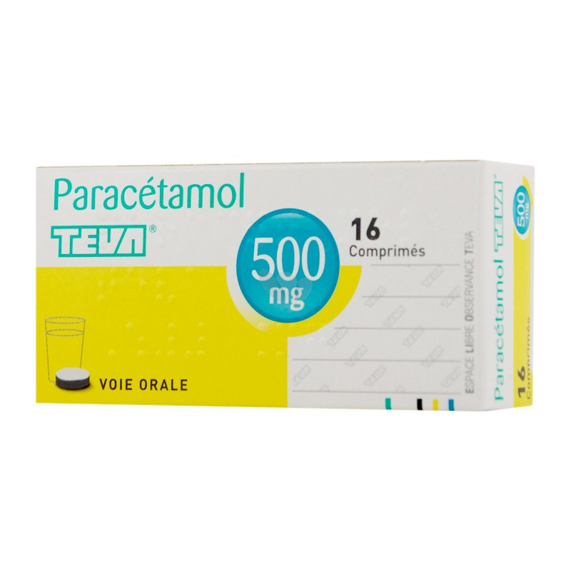 Paracétamol 500 mg boîte de 16 comprimés secs Teva conseil